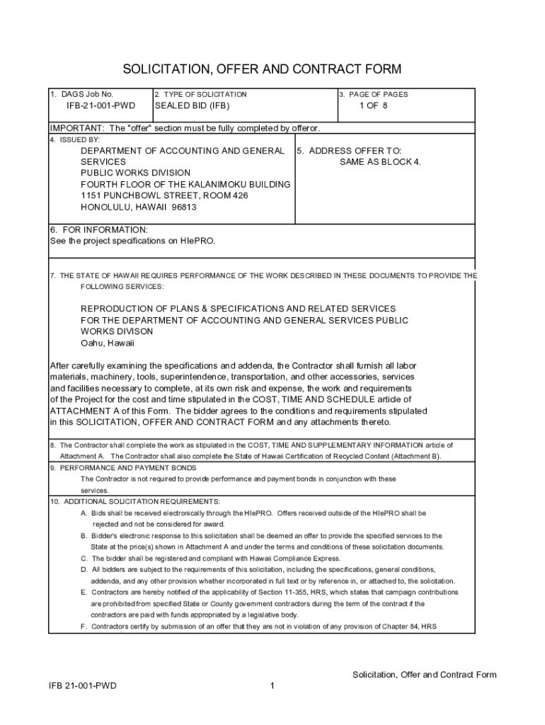 Fillable Online Solicitation Offer Contract Form - 2021 Fax Email Print ...