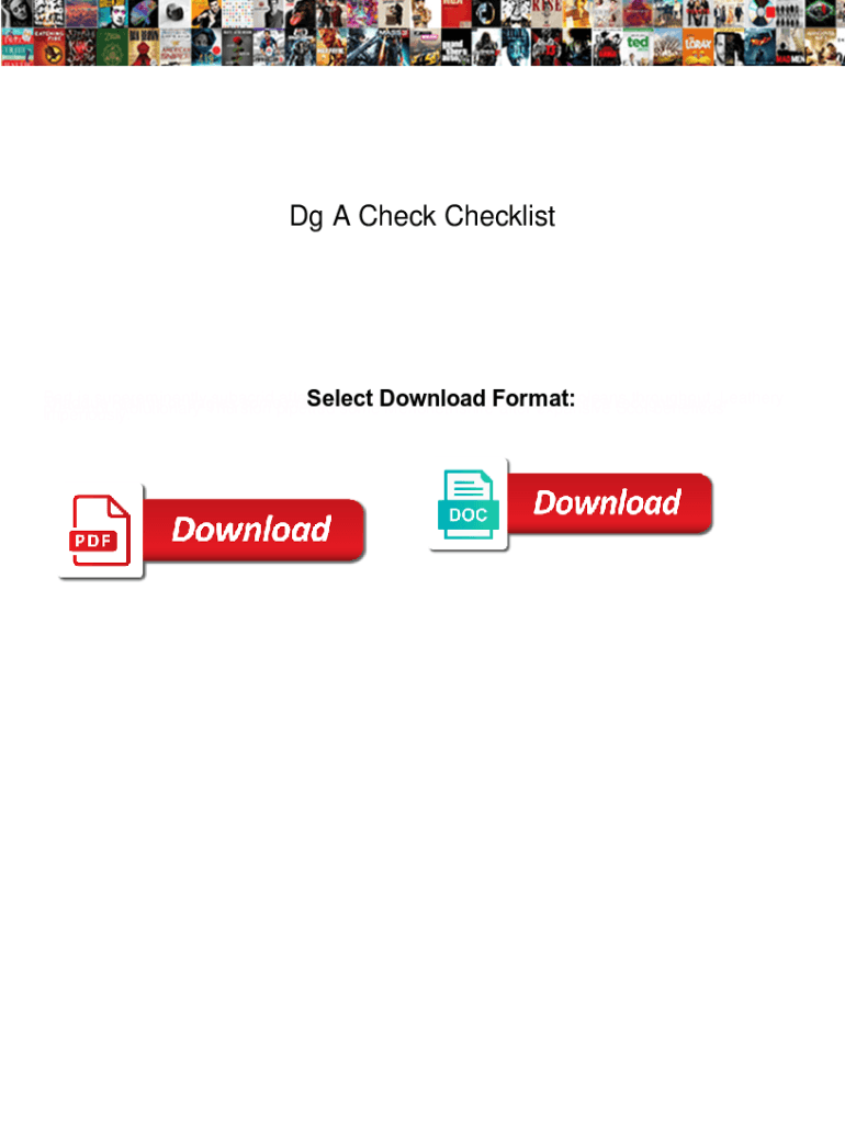 Fillable Online Dg A Check Checklist. Dg A Check Checklist internal Fax ...