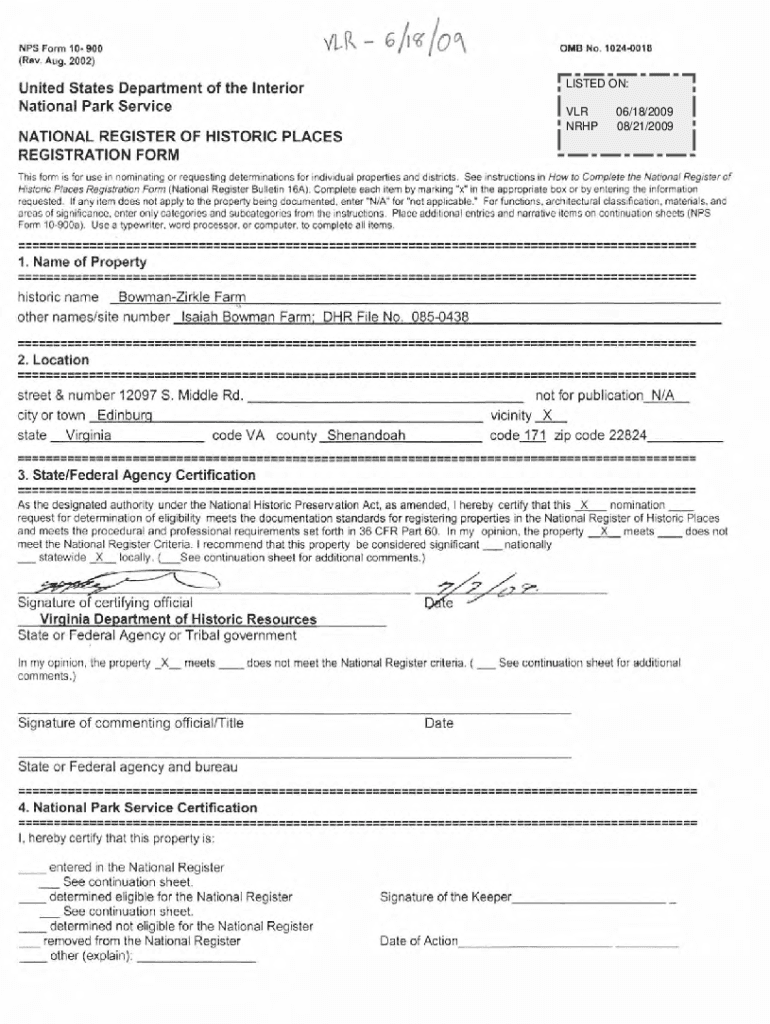 Fillable Online NATIONAL REGISTER FORMS TEMPLATE - DHR Fax Email Print ...