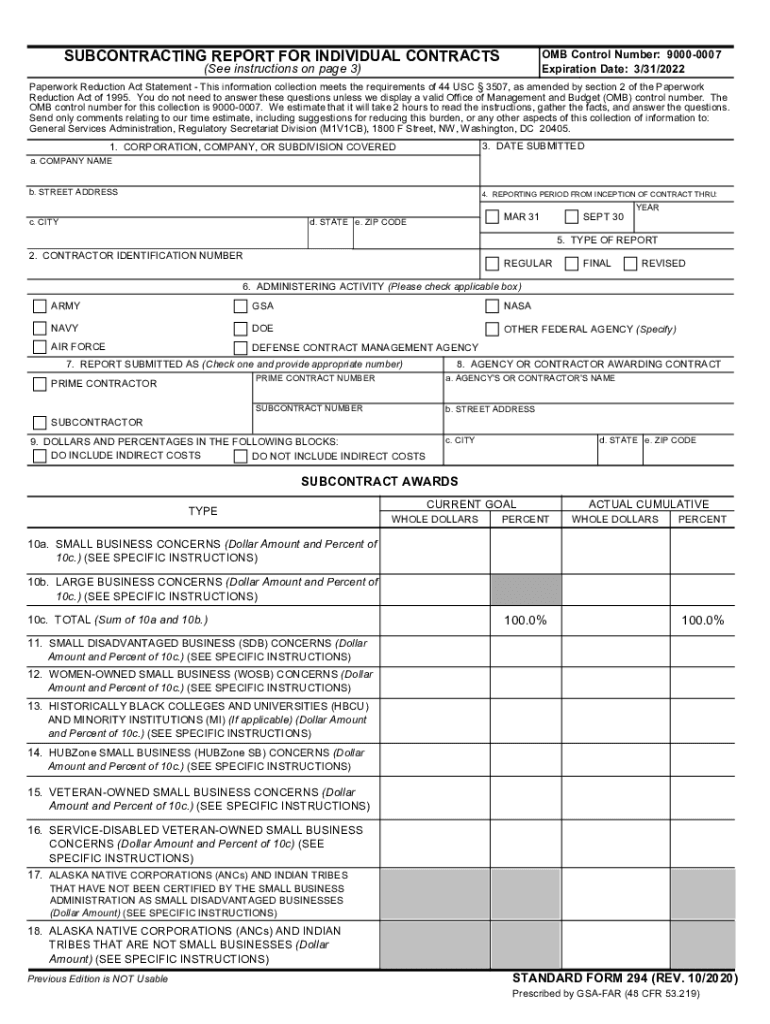 2020-2025 Form GSA SF 294 Fill Online, Printable, Fillable, Blank ...
