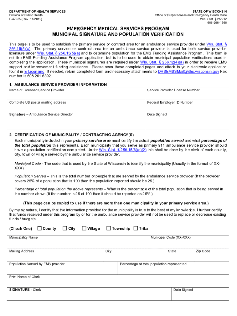 2019-2025 Form WI DHS F-47255 Fill Online, Printable, Fillable, Blank ...