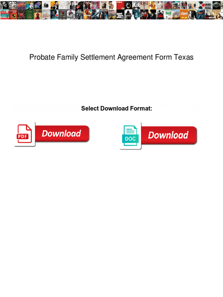 Fillable Online Probate Family Settlement Agreement Form Texas. Probate ...