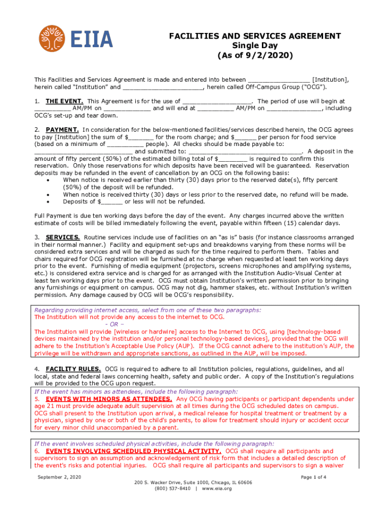 Fillable Online Facilities-Use-Agreement-Template-Single-Use-1-2 Fax ...
