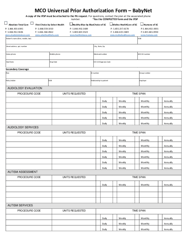Fillable Online Fillable Online Prior Authorization Universal Request ...