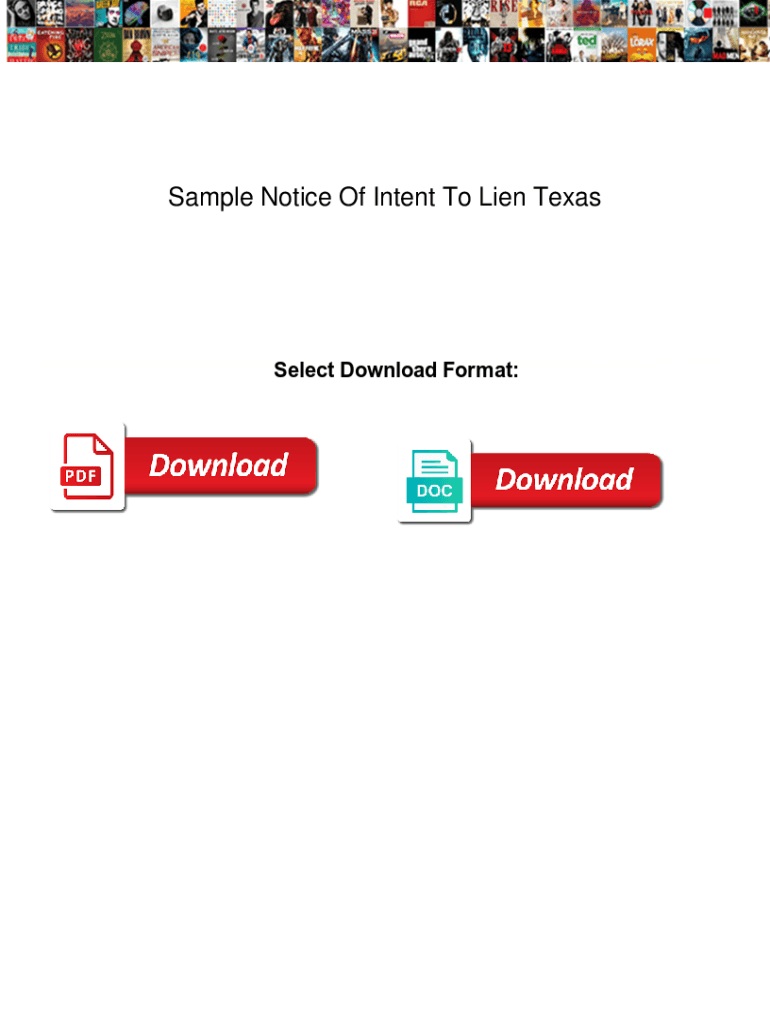 Fillable Online Sample Notice Of Intent To Lien Texas. Sample Notice Of ...