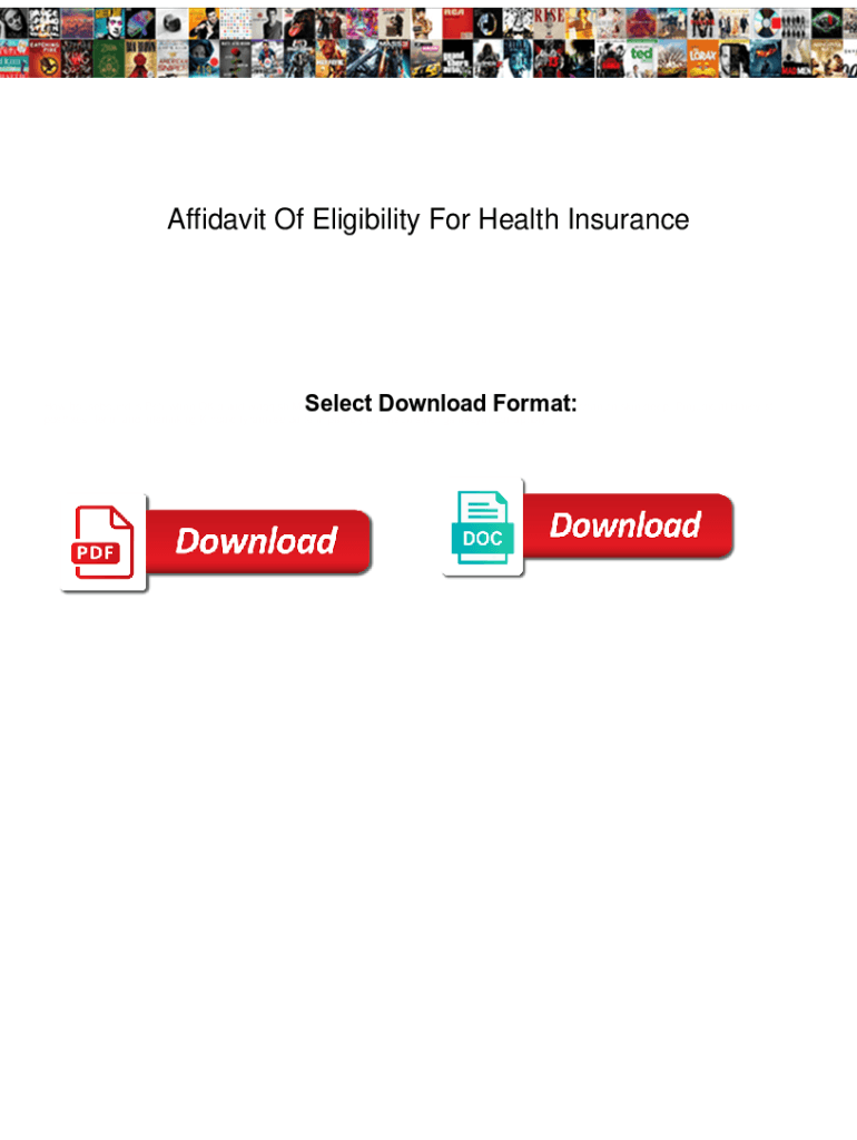 Fillable Online Affidavit Of Eligibility For Health Insurance ...