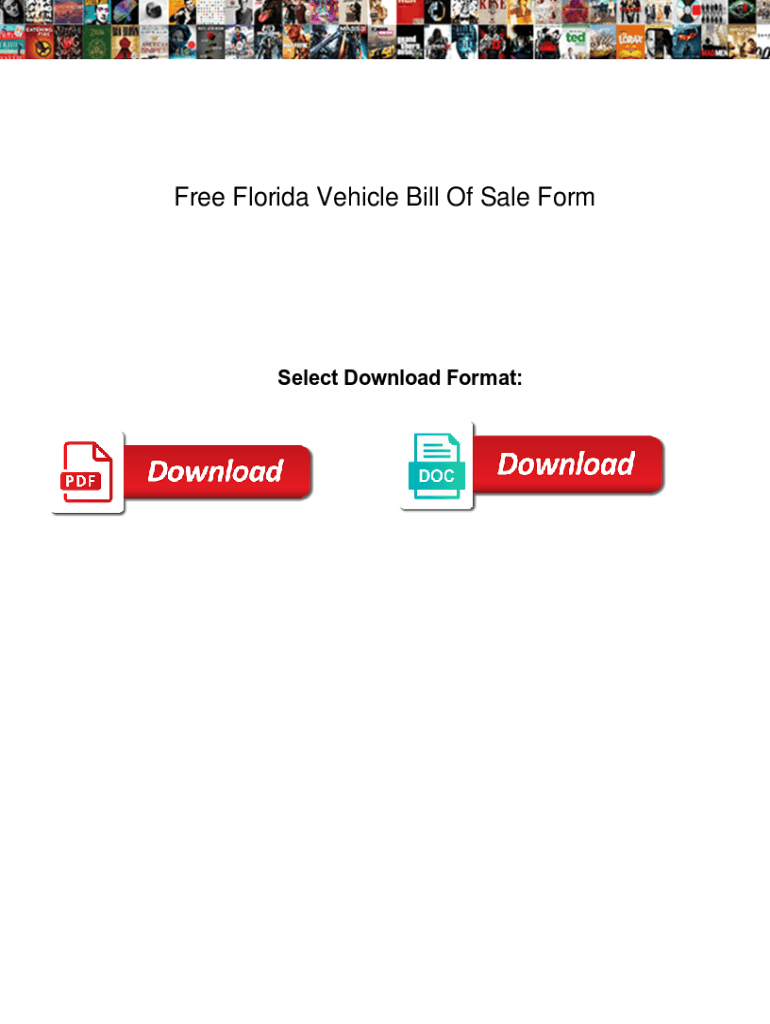 Fillable Online Free Florida Vehicle Bill Of Sale Form. Free Florida ...