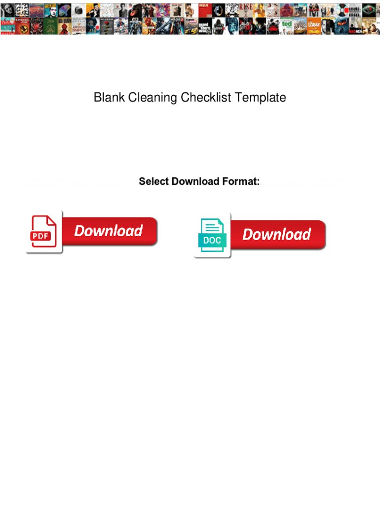 Fillable Online Blank Cleaning Checklist Template. Blank Cleaning ...