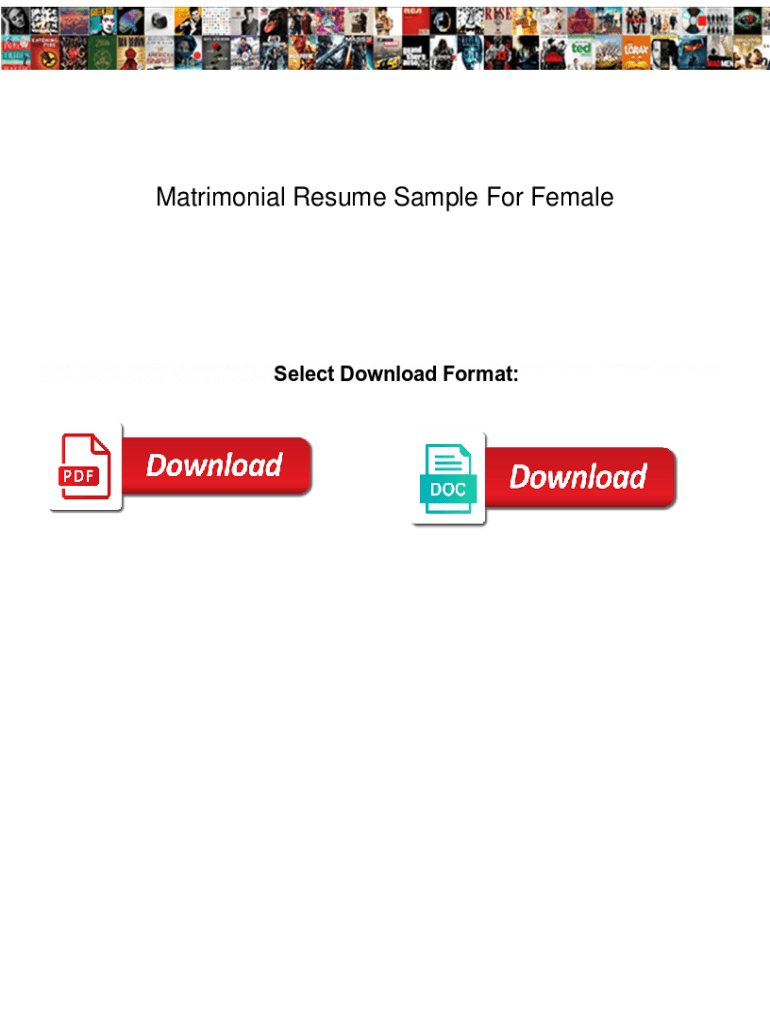 Fillable Online Matrimonial Resume Sample For Female. Matrimonial ...