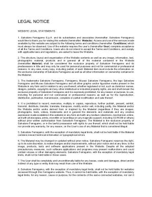 Fillable Online WEBSITE LEGAL STATEMENTS - Salvatore Ferragamo S.p.A ...