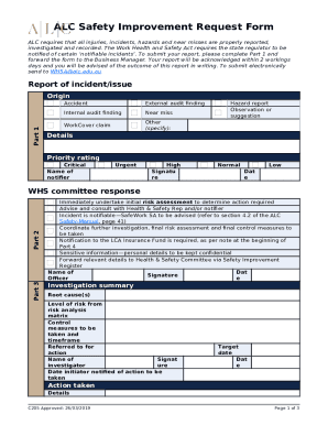 Safety improvement request . Safety improvement request (incident ...