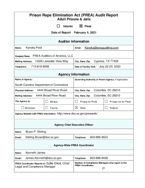 Fillable Online Prison Rape Elimination Act (PREA) Audit ... - South ...