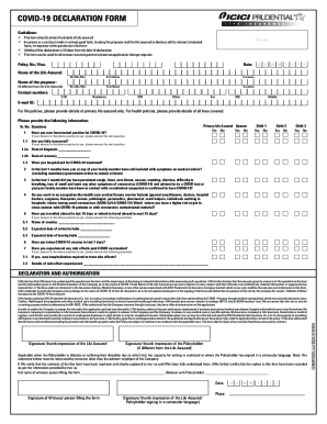 Fillable Online COVID-19 DECLARATION FORM STD Residence STD Fax Email ...
