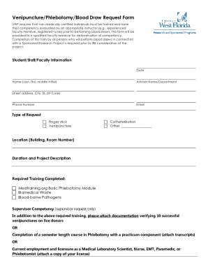 Fillable Online Venipuncture/Phlebotomy/Blood Draw Request Form - UWF ...