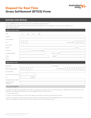 Fillable Online Get the free Request for Real Time Gross Settlement ...