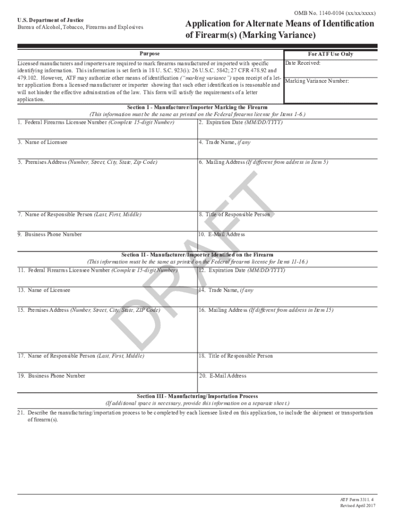 Fillable Online Form Application for Al Application for Al ATF Form ...