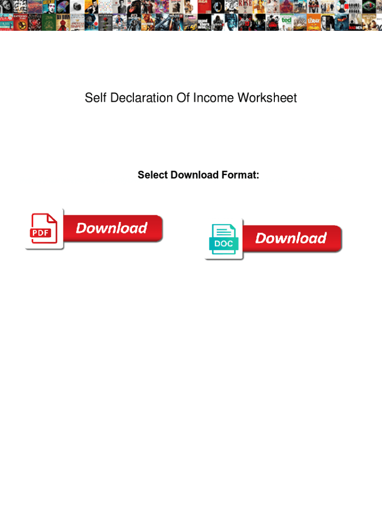 Fillable Online Self Declaration Of Income Worksheet Self Declaration