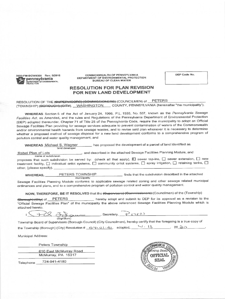 Fillable Online Act 537 Sewage Facilities Program - PA DEP Fax Email ...