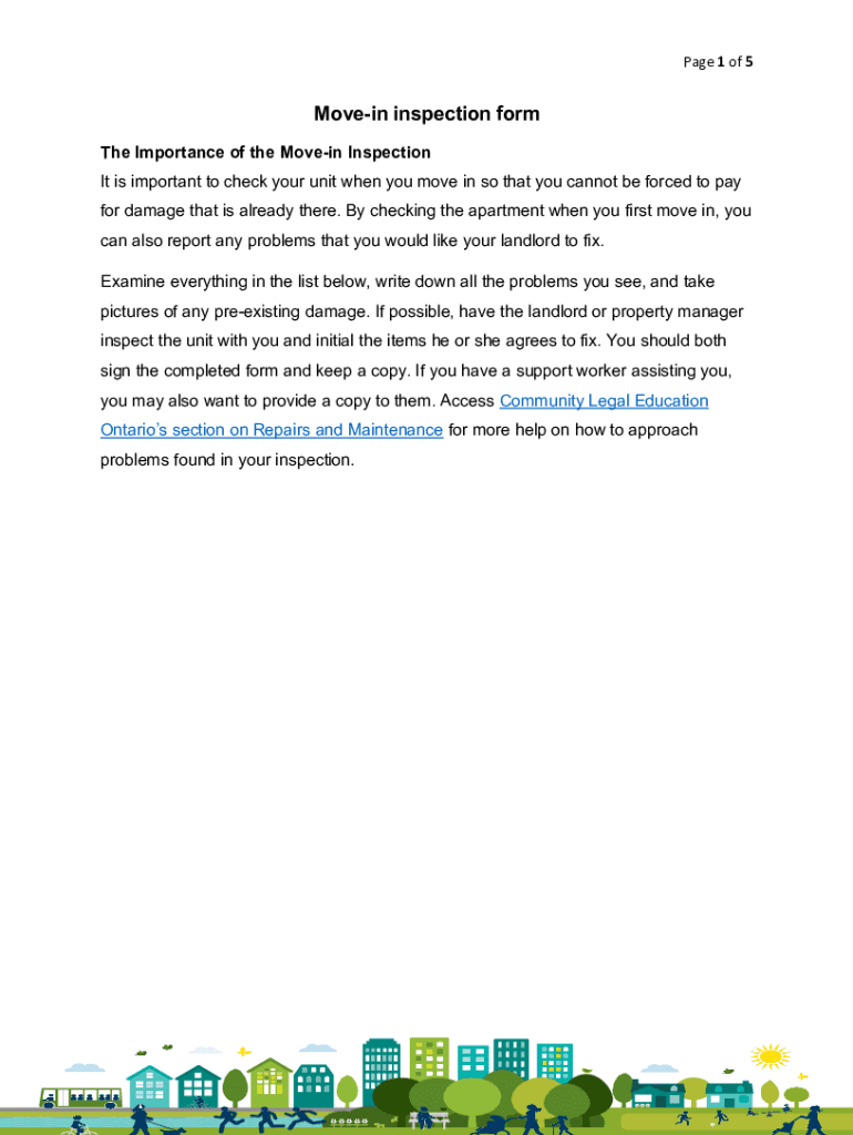 Fillable Online Move-in inspection form. inspection form Fax Email ...