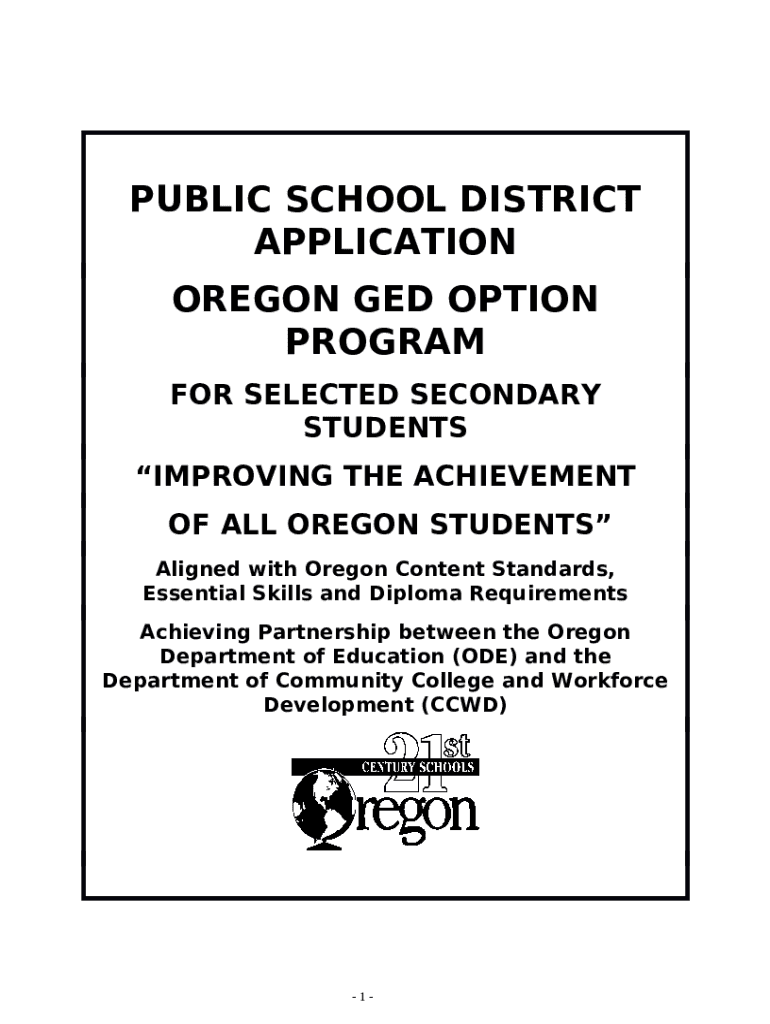 GED Option Program Application Doc Template | pdfFiller