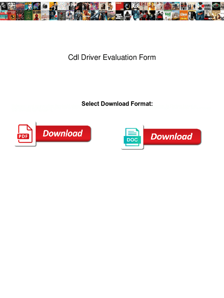 Fillable Online Cdl Driver Evaluation Form. Cdl Driver Evaluation Form ...