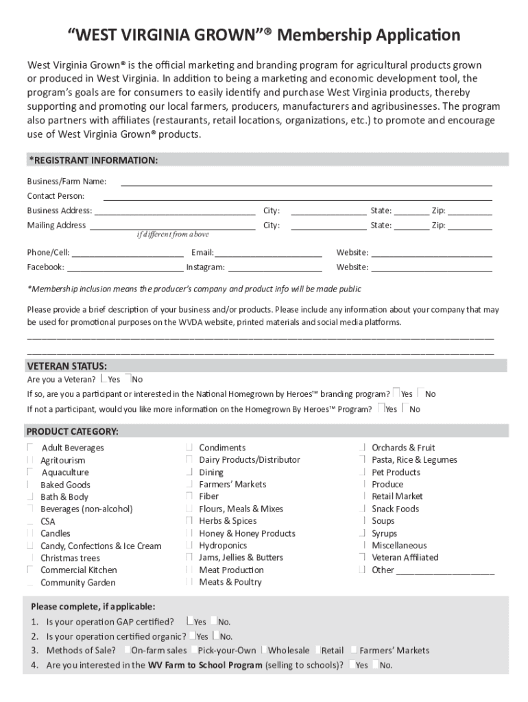 Fillable Online West Virginia Grown Authorization and Order Form Fax ...