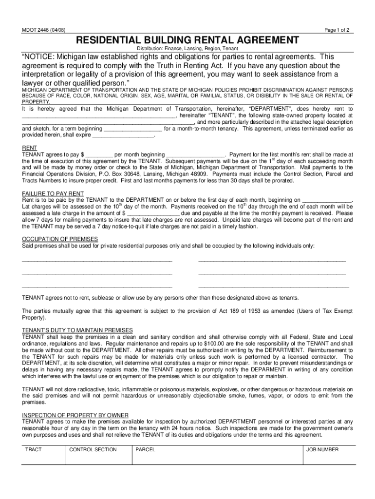 Fillable Online RESIDENTIAL BUILDING RENTAL AGREEMENT Fax Email Print ...