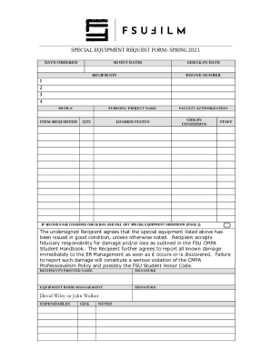 Fillable Online SPECIAL EQUIPMENT REQUEST FORM Fax Email Print - pdfFiller