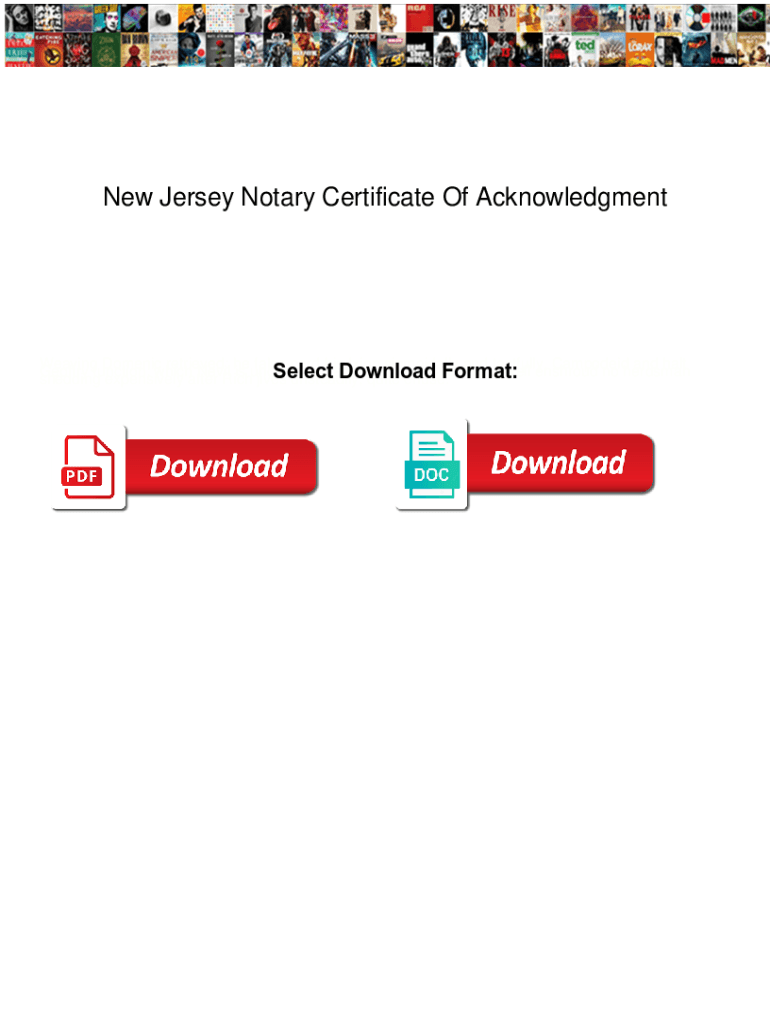 Fillable Online New Jersey Notary Certificate Of Acknowledgment. New ...