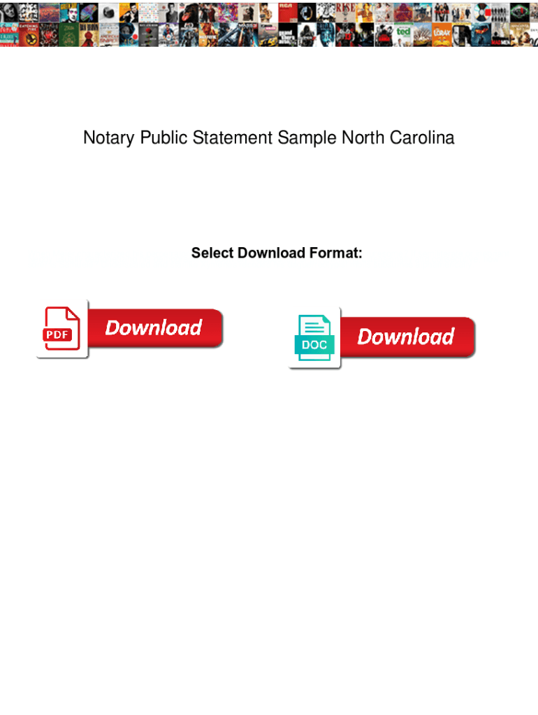 Fillable Online Notary Public Statement Sample North Carolina. Notary ...