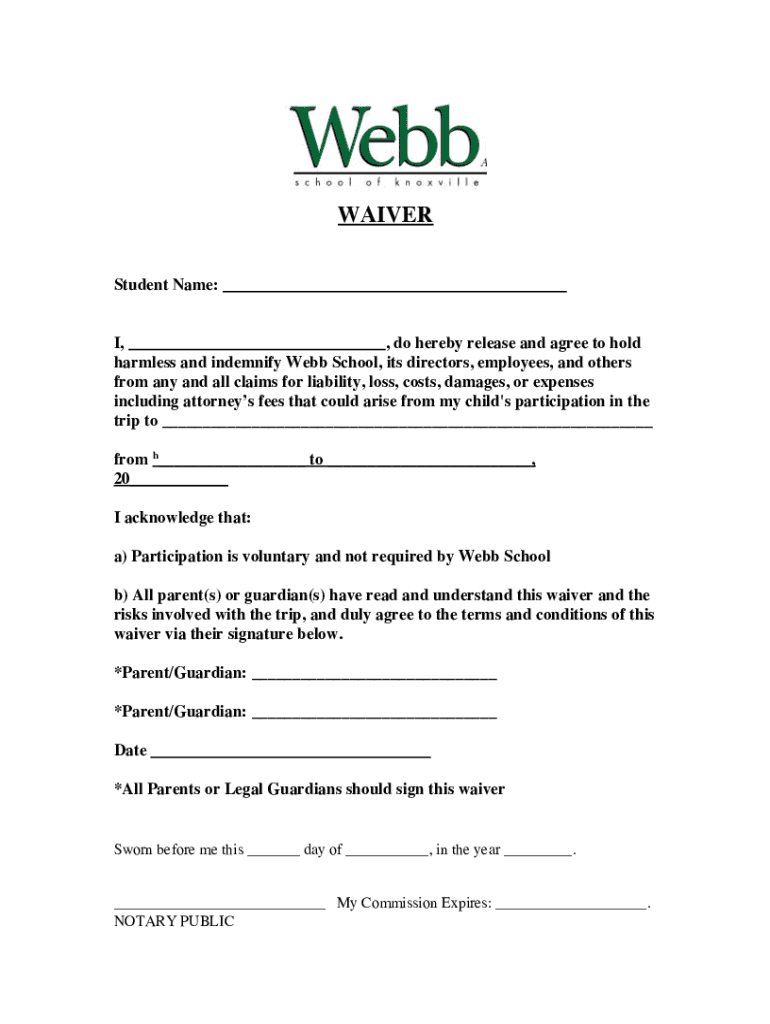 Fillable Online Carpool Program Waiver FormSaint Viator High School Fax ...