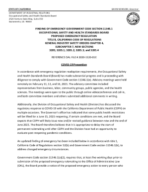 Fillable Online FINDING OF EMERGENCY GOVERNMENT CODE SECTION 11346.1 ...