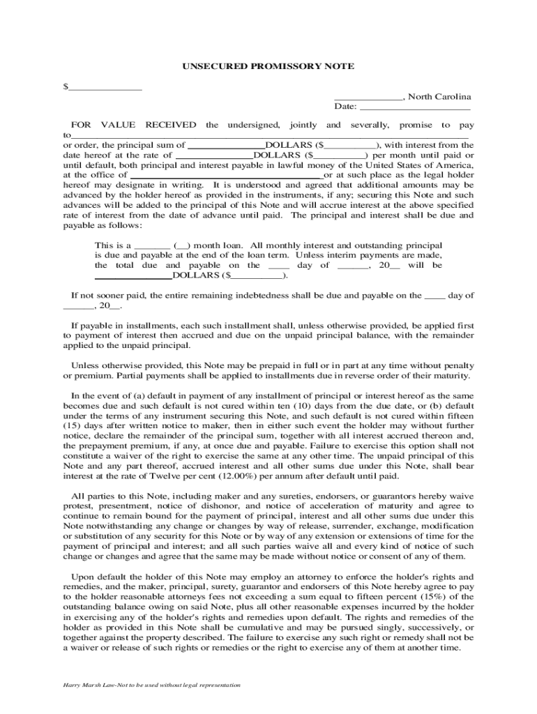 Fillable Online Promissory Note Definition, Types, & History ...