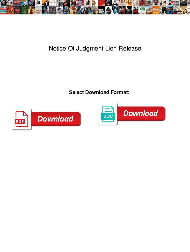 Fillable Online Notice Of Judgment Lien Release. Notice Of Judgment ...