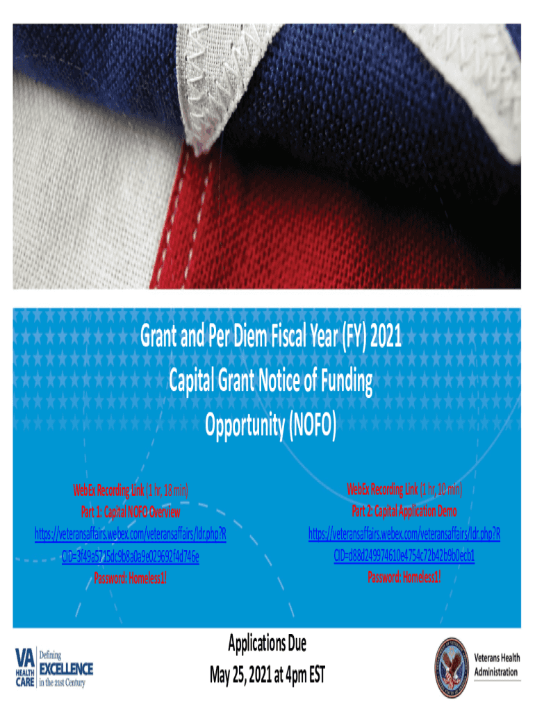 Fillable Online Grant and Per Diem Fiscal Year (FY) 2021 Capital Grant ...