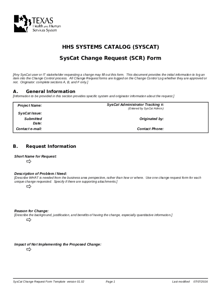 SysCat Change Request - stg-hhsconnection.hhs.texas.gov Doc Template ...