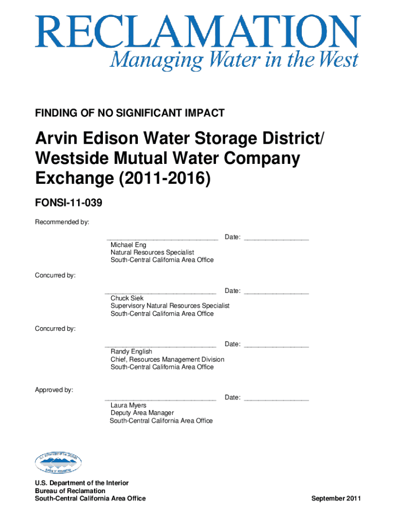 Fillable Online Arvin Edison Water Storage District/ Westside Mutual Water ... Fax Email Print ...