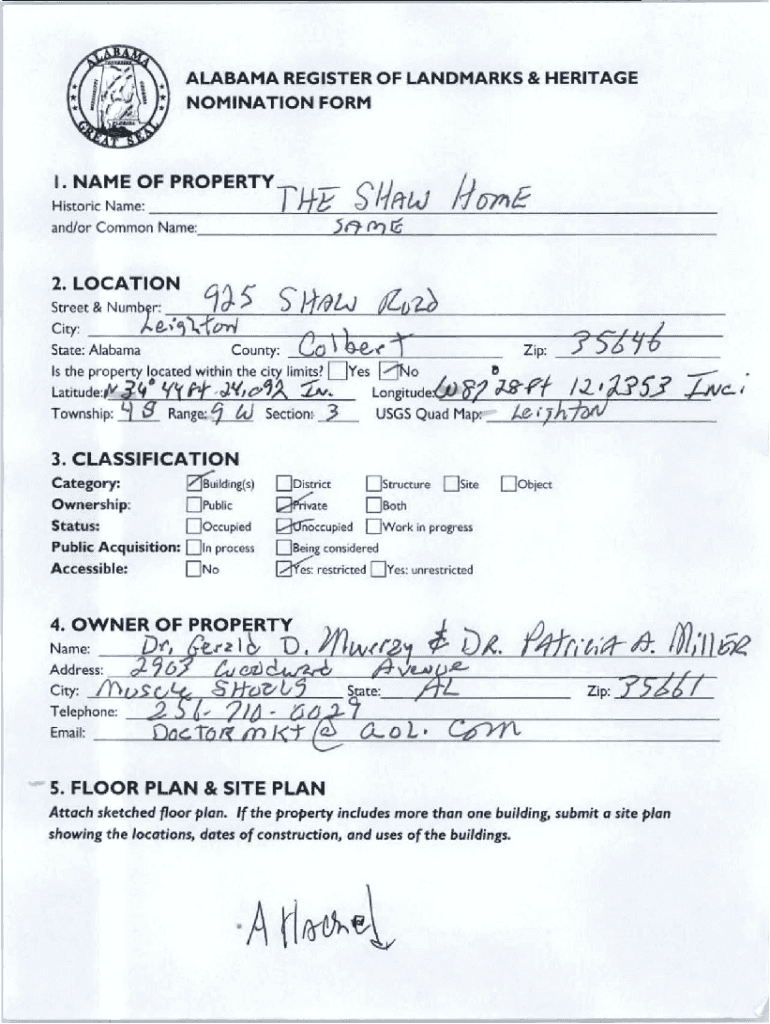 Fillable Online Shaw Home, 925 Shaw Road, Leighton Fax Email Print ...