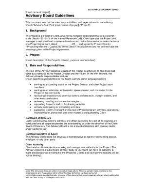 Fillable Online Sample Advisory Committee Charter - Community Action of ...