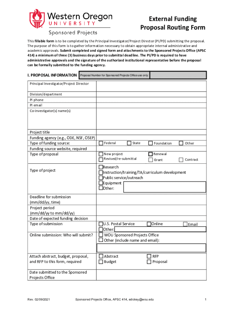 Fillable Online External Funding Proposal Routing Form Fax Email Print ...