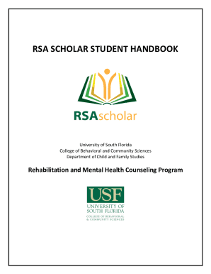 Fillable Online RSA SCHOLAR STUDENT HANDBOOK - University of South ...