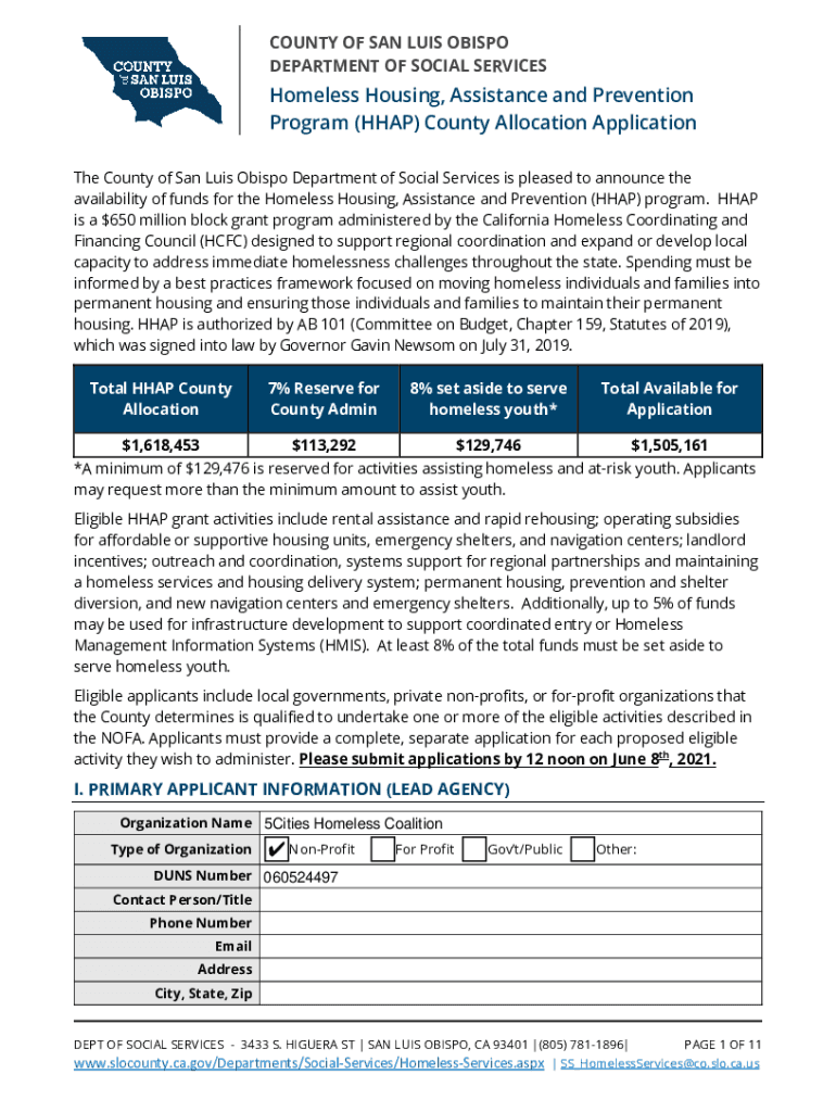 Fillable Online DEPARTMENT OF SOCIAL SERVICES Homeless Housing ...