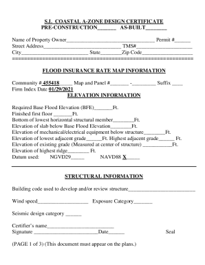 Fillable Online 110103 S.I. V-ZONE DESIGN CERTIFICATE PRE-CONSTRUCTION ...