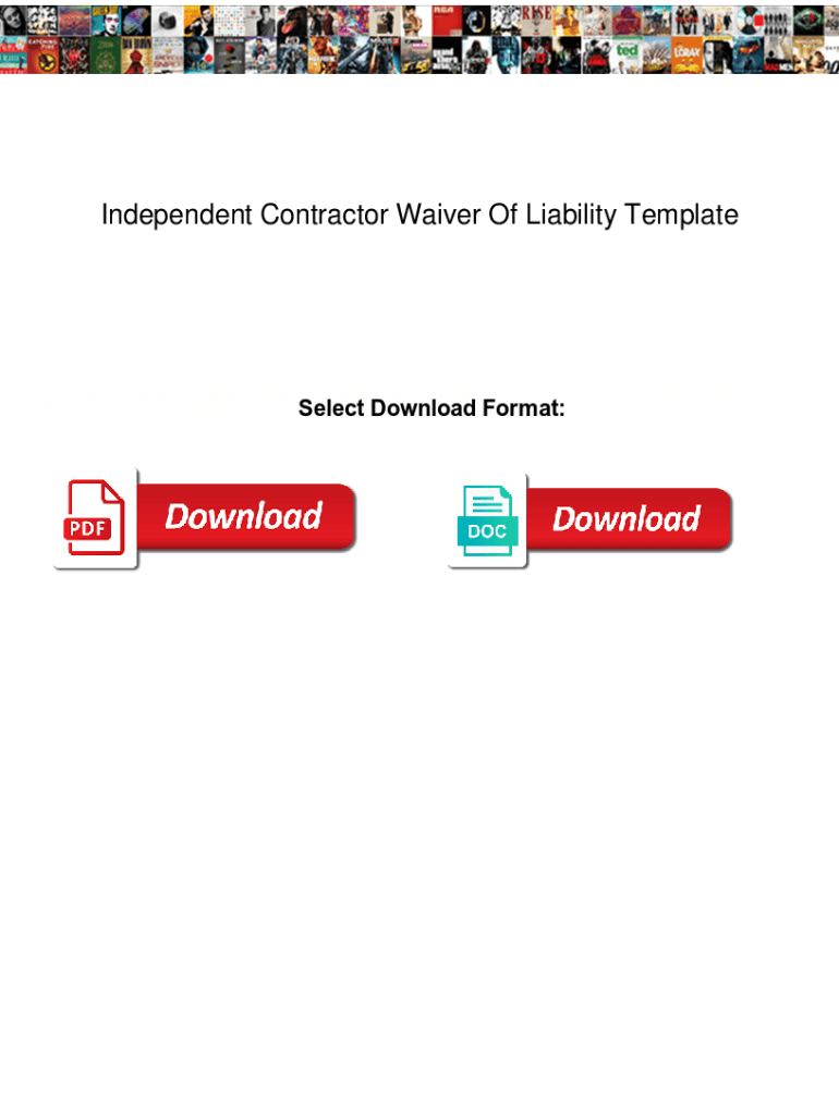 Fillable Online Independent Contractor Waiver Of Liability Template. Independent Contractor ...