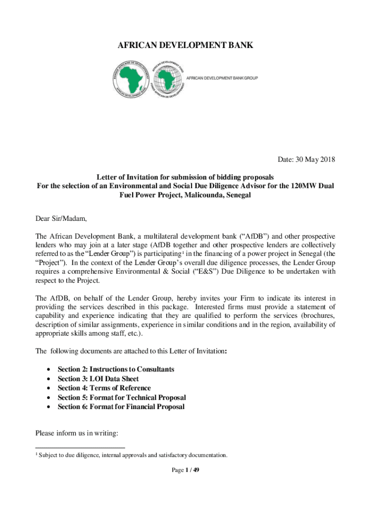 Fillable Online Sample Letter of Invitation (LOI). IFC Project Related ...