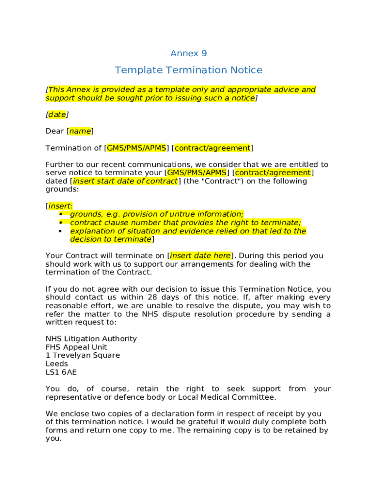 8+ Notice Of Termination - Free Sample, Example, atFree & Prem3 Example ...