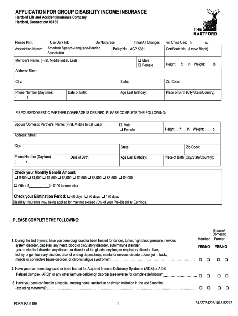 Fillable Online E APPLICATION FOR GROUP DISABILITY INCOME INSURANCE Fax ...