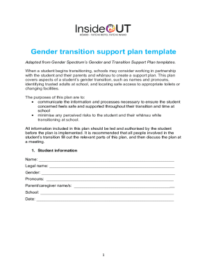 Fillable Online Gender transition support plan template - insideout.org ...