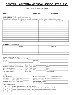 Fillable Online Central Arizona Medical Associates P C in Mesa, AZ Fax ...