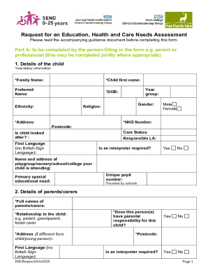 Fillable Online EHC assessment request form Fax Email Print - pdfFiller